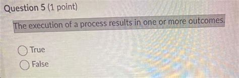 Solved Question Point The Execution Of A Process Chegg