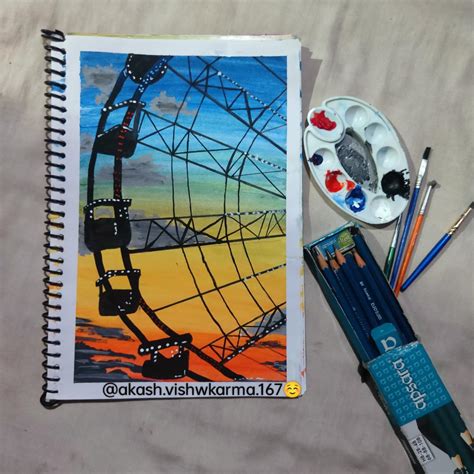 Sunset Through The Ferris Wheel Created By Akash Vishwakarma