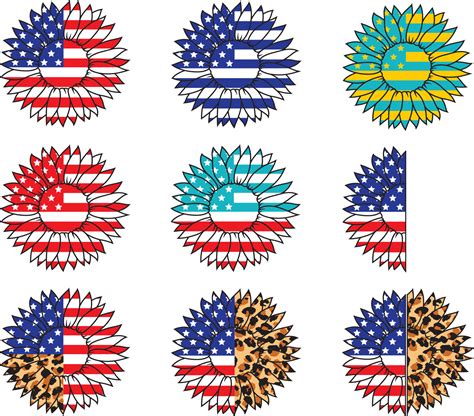Usa Sunflower Svg American Flag Svg Sunflower Clipart 4th Of July Svg