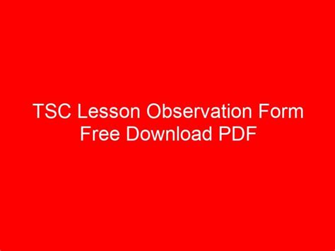 TSC Lesson Observation Form Free Download PDF Newsblaze Co Ke