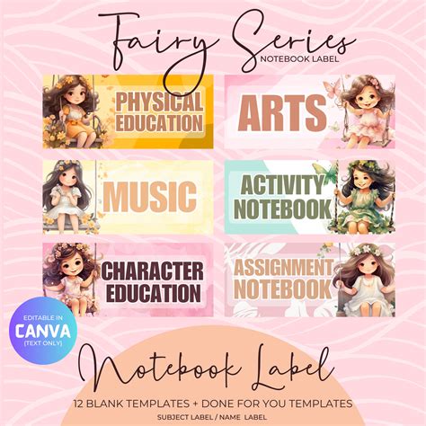 12 Editable School Labels For Notebooks Customizable Name Etsy