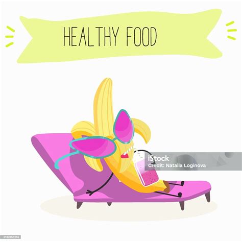 귀여운 캐릭터 바나나 재미있는 과일 다양한 활동을 하는 캐릭터 평면 벡터 그림입니다 유기농 식품 건강 식품 어린이 메뉴 삽화 초대장 감정에 대한 스톡 벡터 아트 및 기타