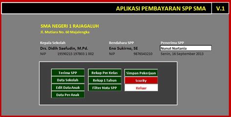 Membuat Aplikasi Pembayaran SPP Model Excel Rumus Excel Lengkap
