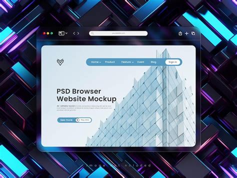 Premium Psd Psd Website Presentation Browser Mockup With Glass