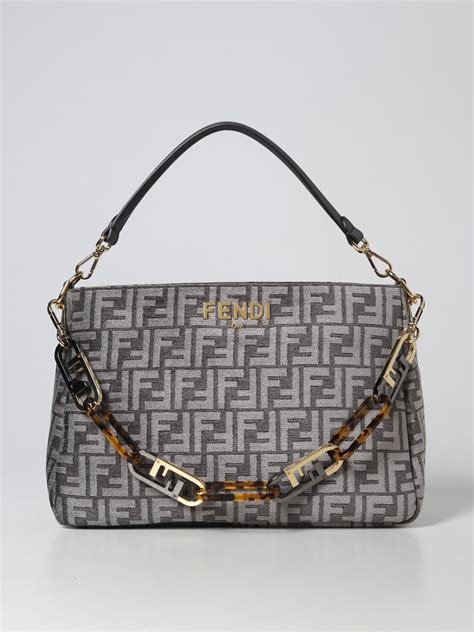 Fendi Borsa A Spalla Borsa Olock Zip In Tessuto Tapestry Borsa A