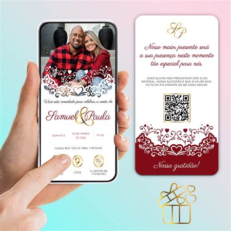 Convite Interativo Casamento Sugestão De Presente Qrcode Pix