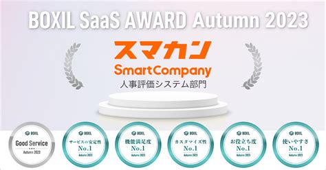 人事評価と目標管理のスマカン、「boxil Saas Award Autumn 2023」人事評価システム部門で「good Service