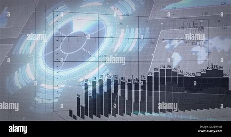 Showing Holographic Chart Floating Over Grid In Dashboard With Bar And Line Charts Map