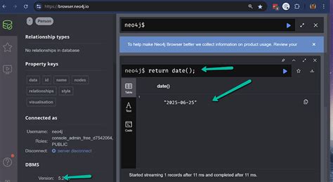 Neo4j Browser Doest Appear To Support Functions Like Date Yet They