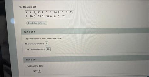 solved for the data set part 1 of 4 a find the first and