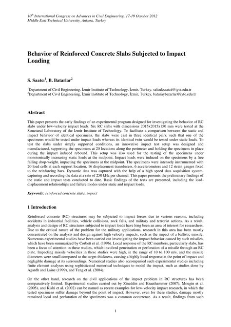 Pdf Behavior Of Reinforced Concrete Slabs Subjected To Impact Loading
