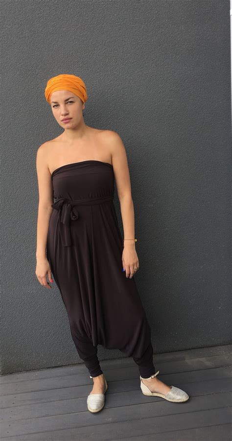 Harem Jumpsuit Drop Crotch Jumpsuit Women Jumpsuit Sleeved Jumpsuit