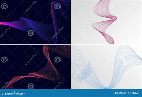 Create A Modern Look With This Set Of 4 Vector Wave Backgrounds Stock