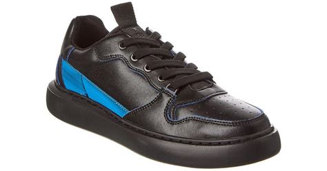 Karl Lagerfeld Mixed Media Leather Sneaker In Blue For Men Lyst