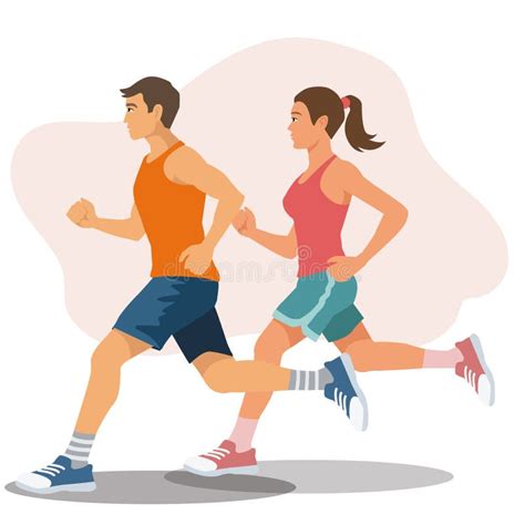 Healthy Lifestyle Concept Men And Women Running Exercise Healthy Stock