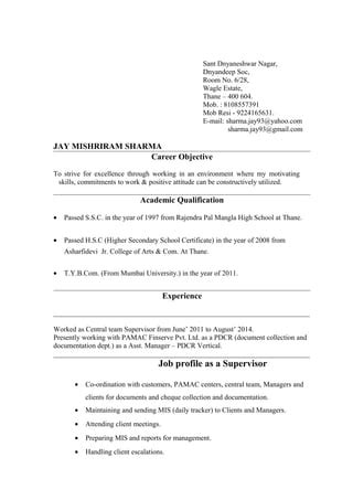 Resume Jay Copy Pdf