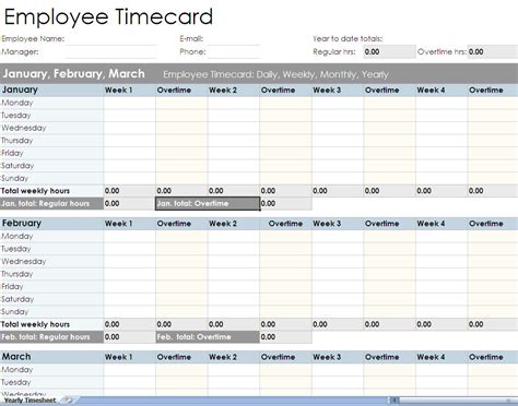 Employee Timesheet Spreadsheet Form Excel Templates