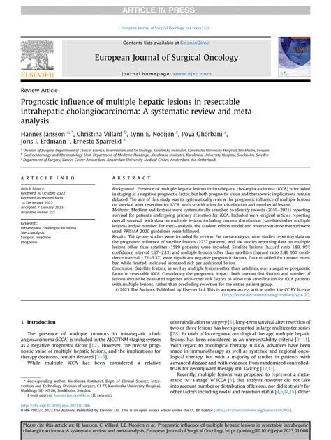 Pdf Prognostic Influence Of Multiple Hepatic Lesions In Resectable