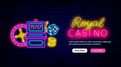 로얄 카지노 네온 방문 페이지 템플릿 룰렛 슬롯 머신 사인 반짝이는 광고 벡터 스톡 일러스트레이션 가능성에 대한 스톡 벡터 아트
