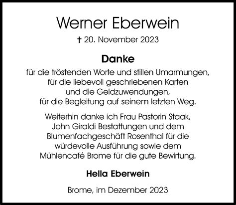 Traueranzeigen Von Werner Eberwein Trauer Anzeigende