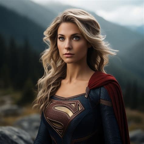 Real Life Photo Of Beautiful Supergirl Premium Ai Generated Image