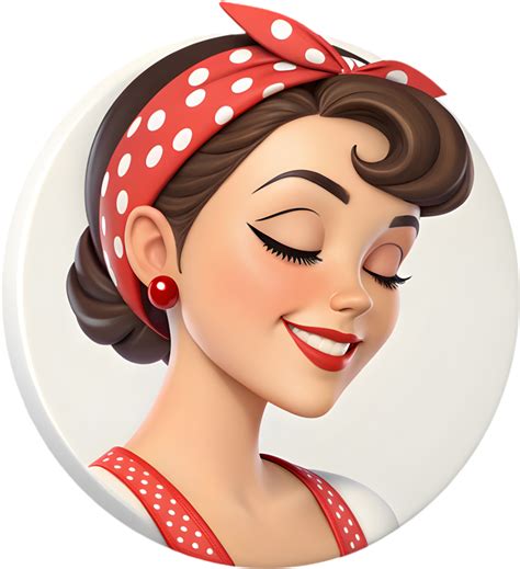 Vintage Pin Up Girl Icon With Exaggerated Facial Expression For Fun