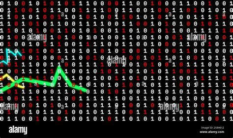 binary code with fluctuating graph image over black background