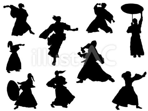 日本舞踊シルエット セット1イラスト No 2659703無料イラストフリー素材ならイラストAC