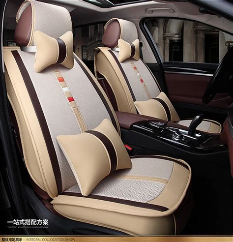Luxury Car Cushion Seat Covers High Quality Fiber Hemp Linenpu Leather