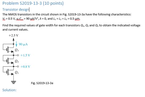 Solved Problem S Points Transistor Design The Chegg Com