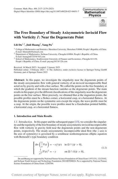 The Free Boundary Of Steady Axisymmetric Inviscid Flow With Vorticity I Near The Degenerate Point