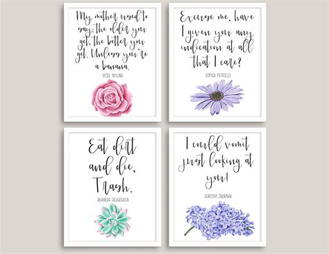 Golden Girls Quotes Poster Set Printable Set Of 4 Prints With Etsy