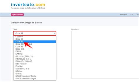Invertexto como usar gerador de código de barras do site