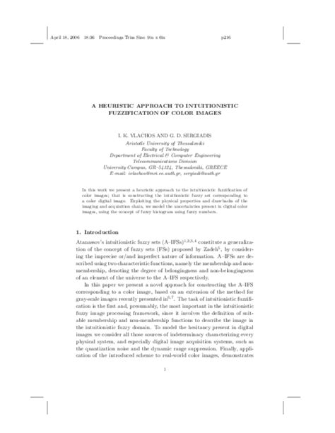 Pdf A Heuristic Approach To Intuitionistic Fuzzification Of Color Images