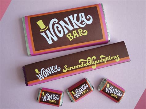 Wonka Bar Fudgemallow And Scrumdiddlyumptious Labels Wonka Bar Etsy