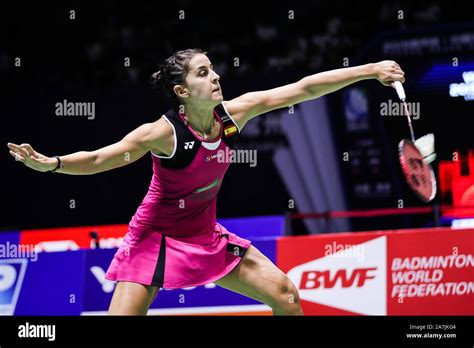 Spanish Professional Badminton Player Carolina Marin Competes Against