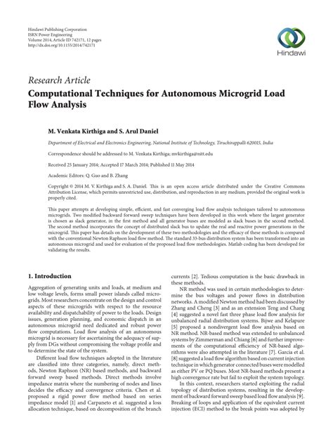 Pdf Computational Techniques For Autonomous Microgrid Load Flow Analysis