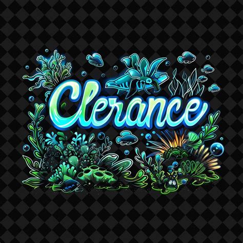 Shimmering Neon Glow Of Clearance Text In Neon Blue And Gree Png Y2k