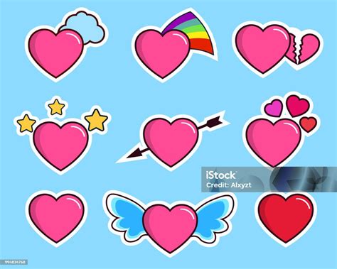 심 혼의 집합입니다 그런 지 우표 컬렉션입니다 디자인에 대 한 셰이프를 사랑 고민된 기호입니다 발렌타인의 날 표지판 질감 벡터 일러스트입니다 2월에 대한 스톡 벡터 아트 및