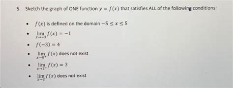 Solved 5 Sketch The Graph Of One Function Y Fx That