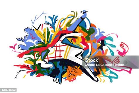 꽃과 식물에 누워 차가운 남자 다채로운 회화 현대 추상 낙서 일러스트 인쇄 및 포스터를 위한 현대 미술 파비즘의 영향 0명에 대한 스톡 벡터 아트 및 기타 이미지 Istock