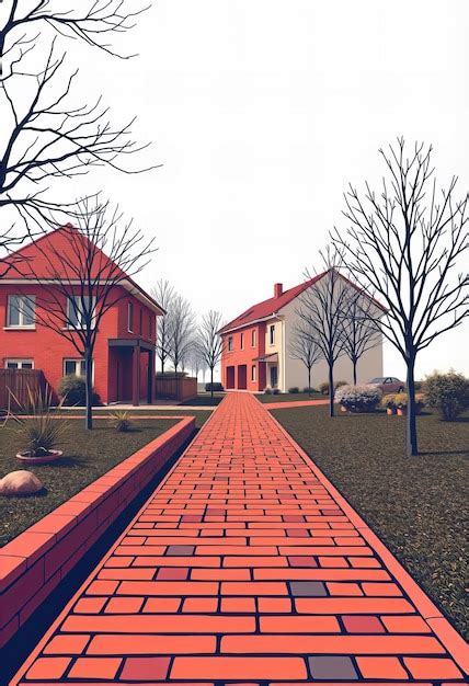 Brick Pathway In A Garden Setting Premium Ai Generated Image