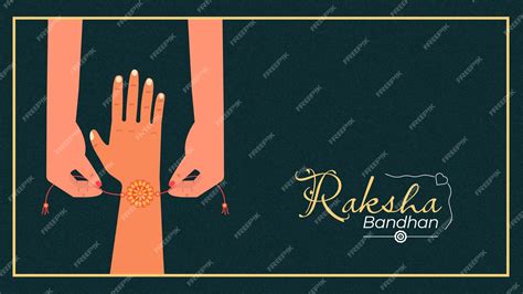 Rakhi를 형제에게 묶는 행복한 Raksha Bandhan 자매 일러스트레이션 프리미엄 벡터