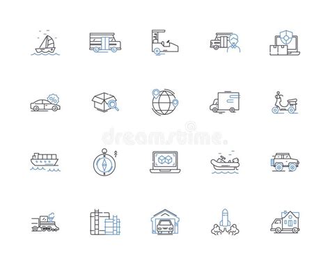 Exporting Line Icons Collection Globalization Shipping Trade Market Logistics Goods