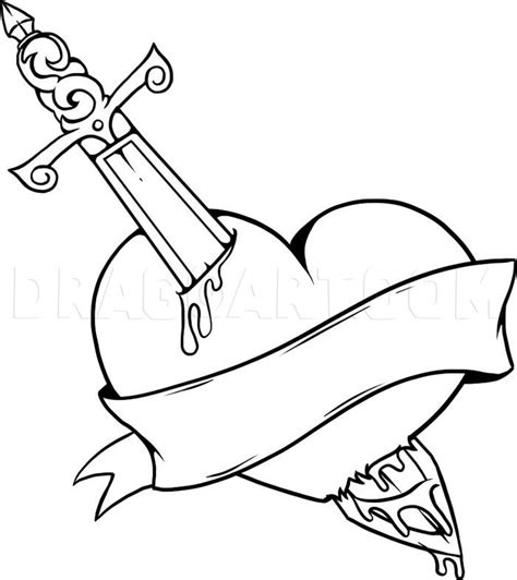 How To Draw A Heart With A Sword Step By Step Drawing Guide By Dawn
