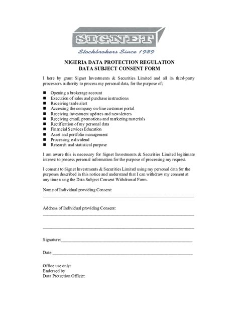 Fillable Online Data Subject Consent Form Fax Email Print Pdffiller
