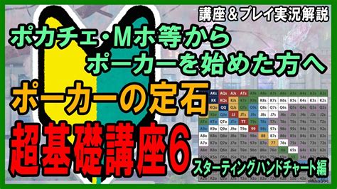 【講座＆ポーカーチェイス実況解説】ポーカー超基礎講座6・スターティングハンドチャート編【テキサスホールデム】 youtube
