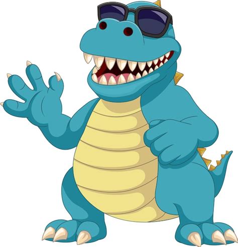 Premium Vector Cute Dinosaur Wearing Sunglasses Cartoon