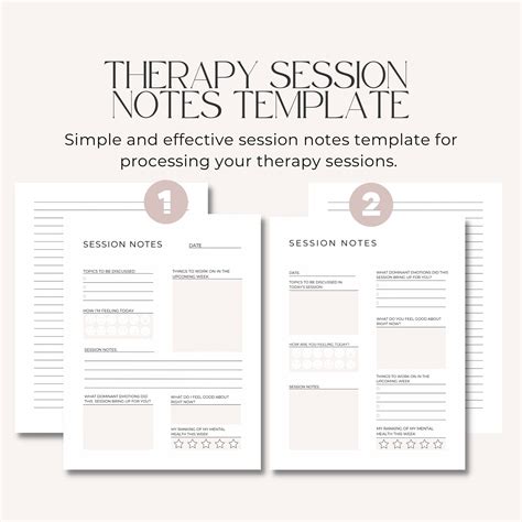 Therapy Session Notes Template Printable Therapy Session Etsy Canada