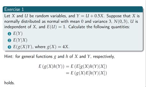 Solved Exercise 1 Let X And U Be Random Variables And Y
